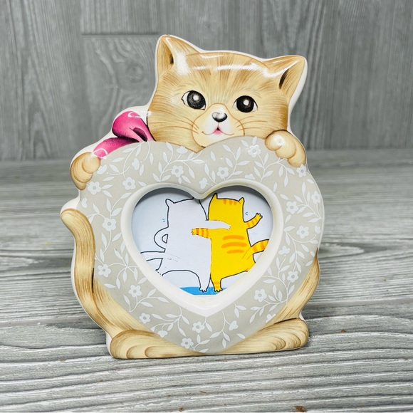 Vintage | Accents | Vintage Ceramic Cat Photo Frame Holder Cat And ...